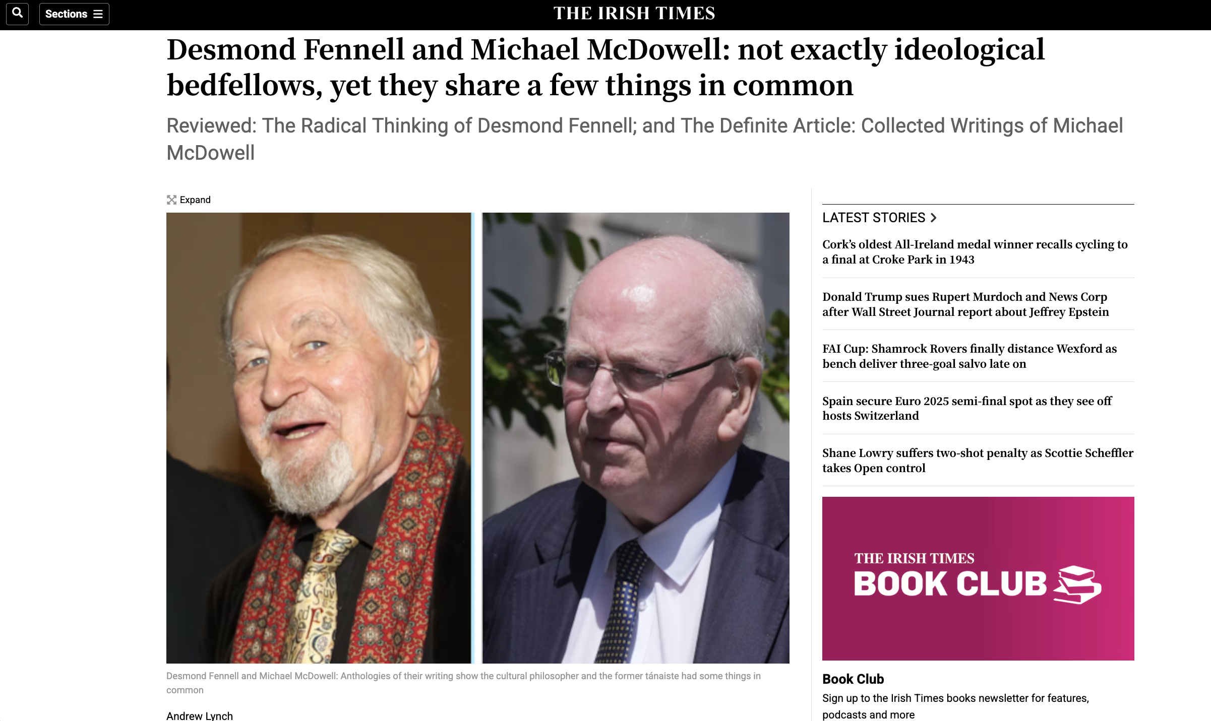 Irish Times Review of ‘The Radical Thinking of Desmond Fennell’ – Irish ...